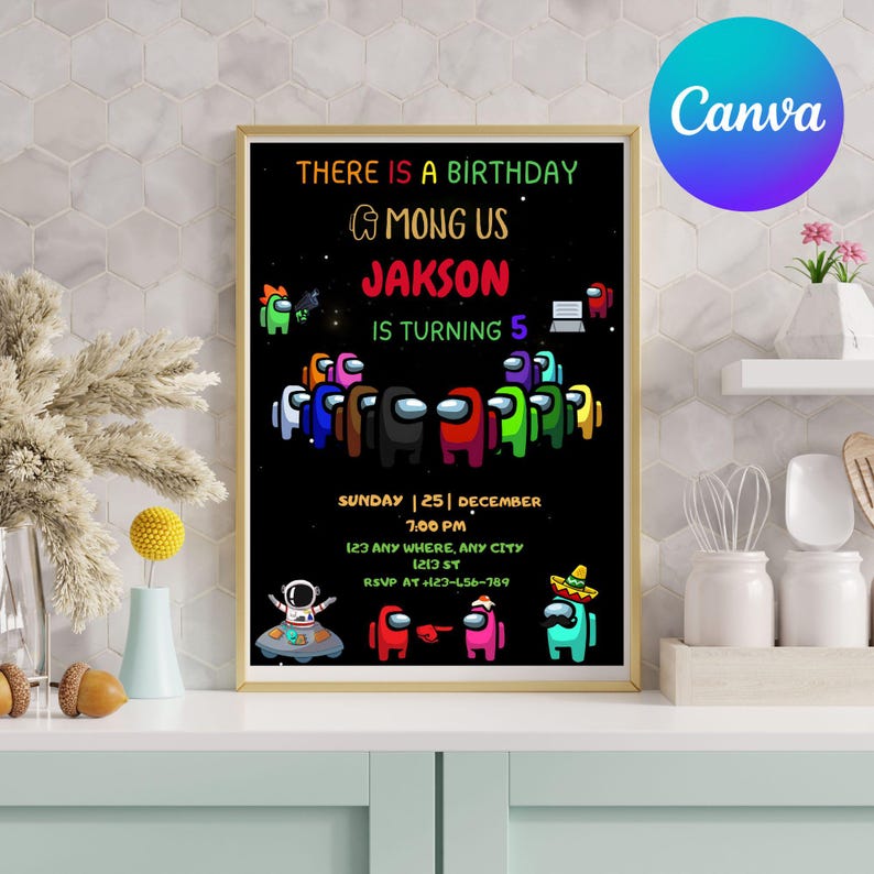 Editable Among Us Birthday Invitation, Amoung Us Game Invite , Among Us ...