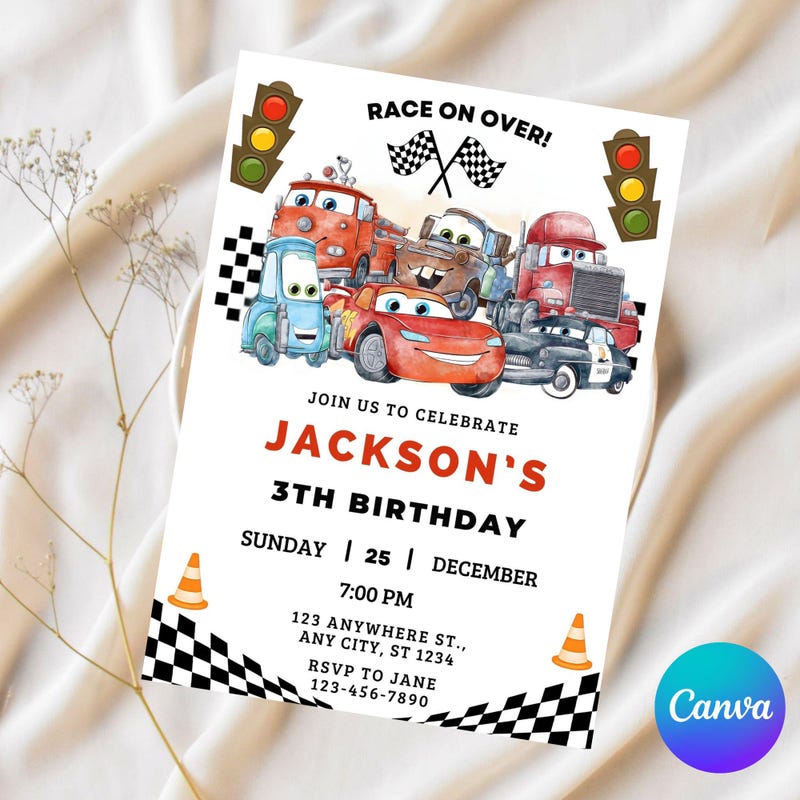 Digital Cars Invitations - Etsy