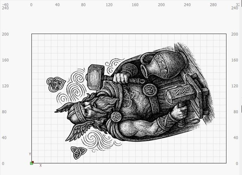 Thor With Mjolnir SVG PNG DXF – Viking Norse Mythology Laser Engraving ...
