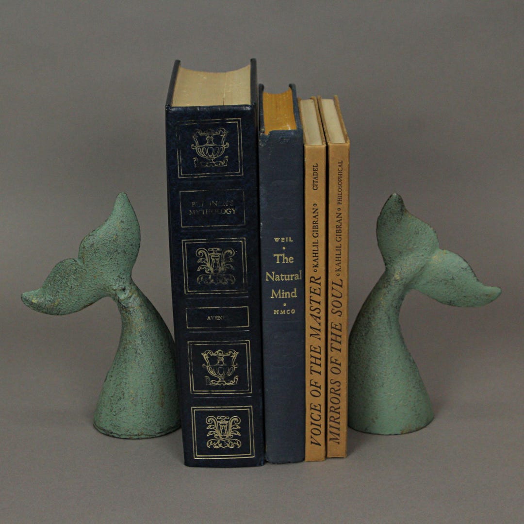 Set of 2 Nautical Cast Iron Whale Tail Bookends - Etsy