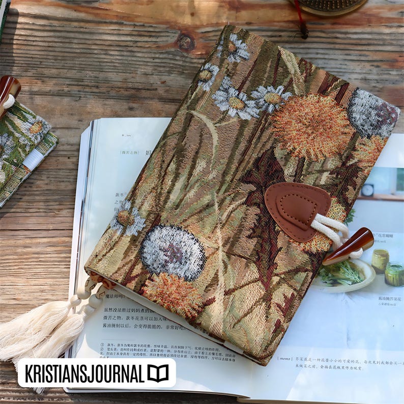 Autumn Grass Notebook | Handmade A5 & A6 Embroidered Journal Cute ...