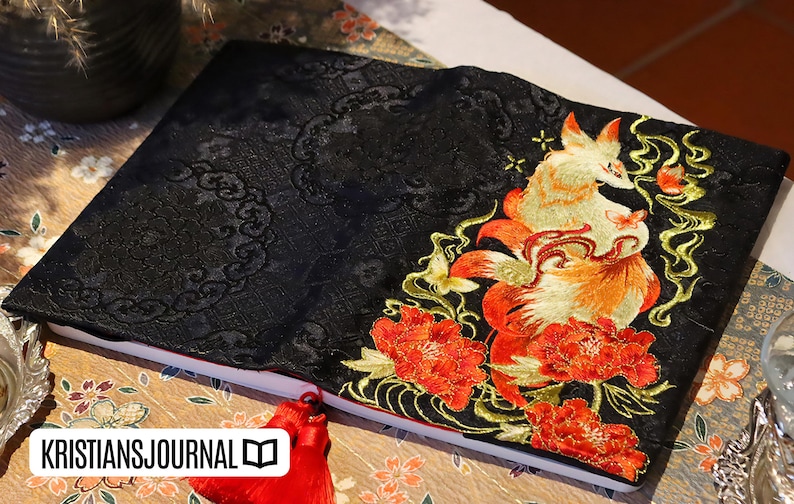 Red Fox Notebook | Handmade A5 Embroidered Journal Cute Japanese Travel ...