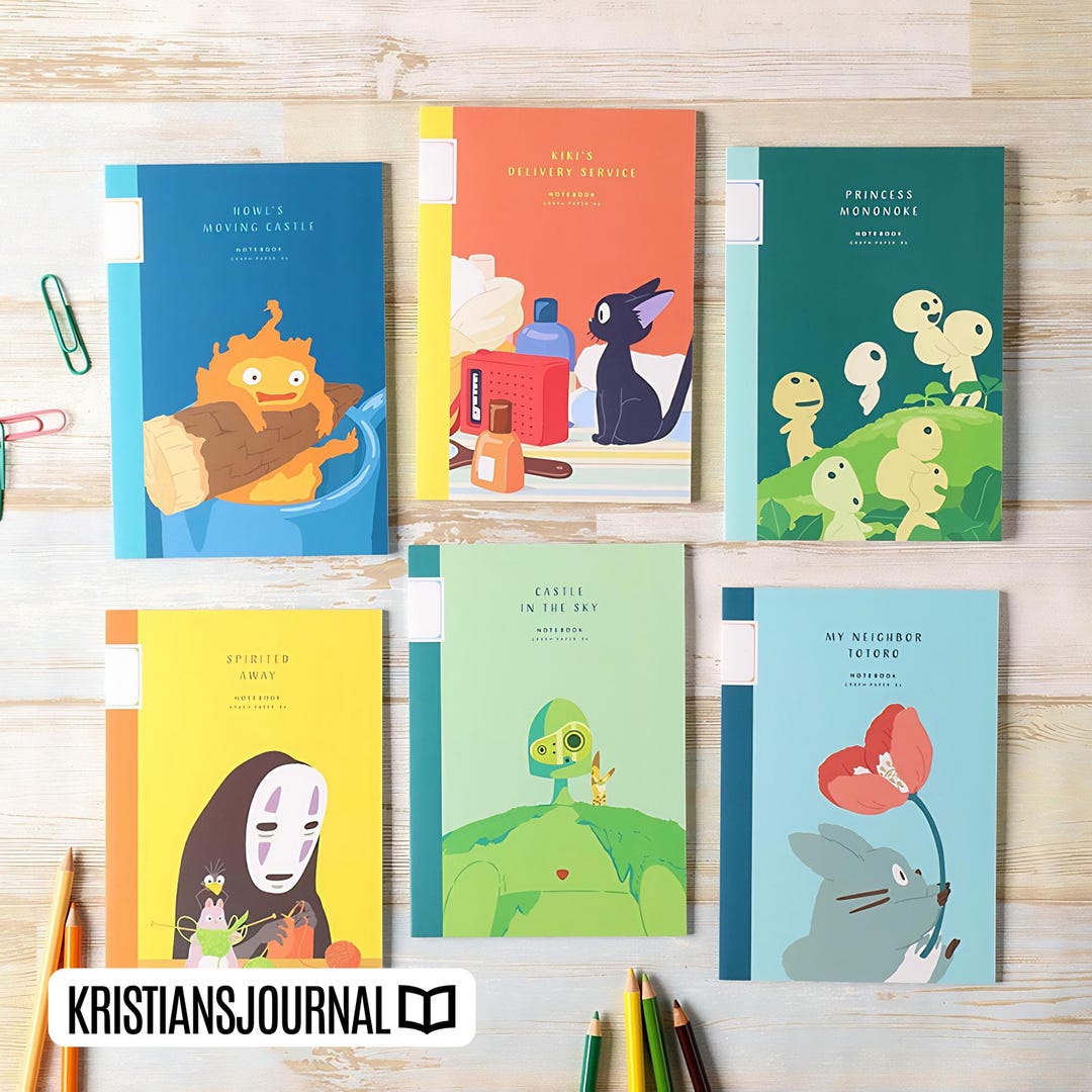 Ghibli Anime Movies Notebook | Totoro Kiki Howls Castle Princess ...
