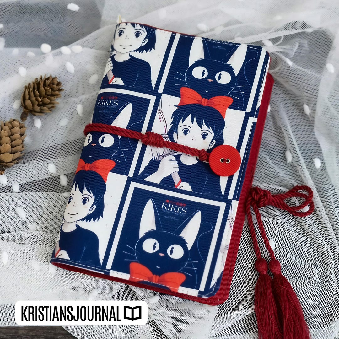 Kiki Ghibli Anime Notebook | Handmade A5 & A6 Embroidered Refillable ...