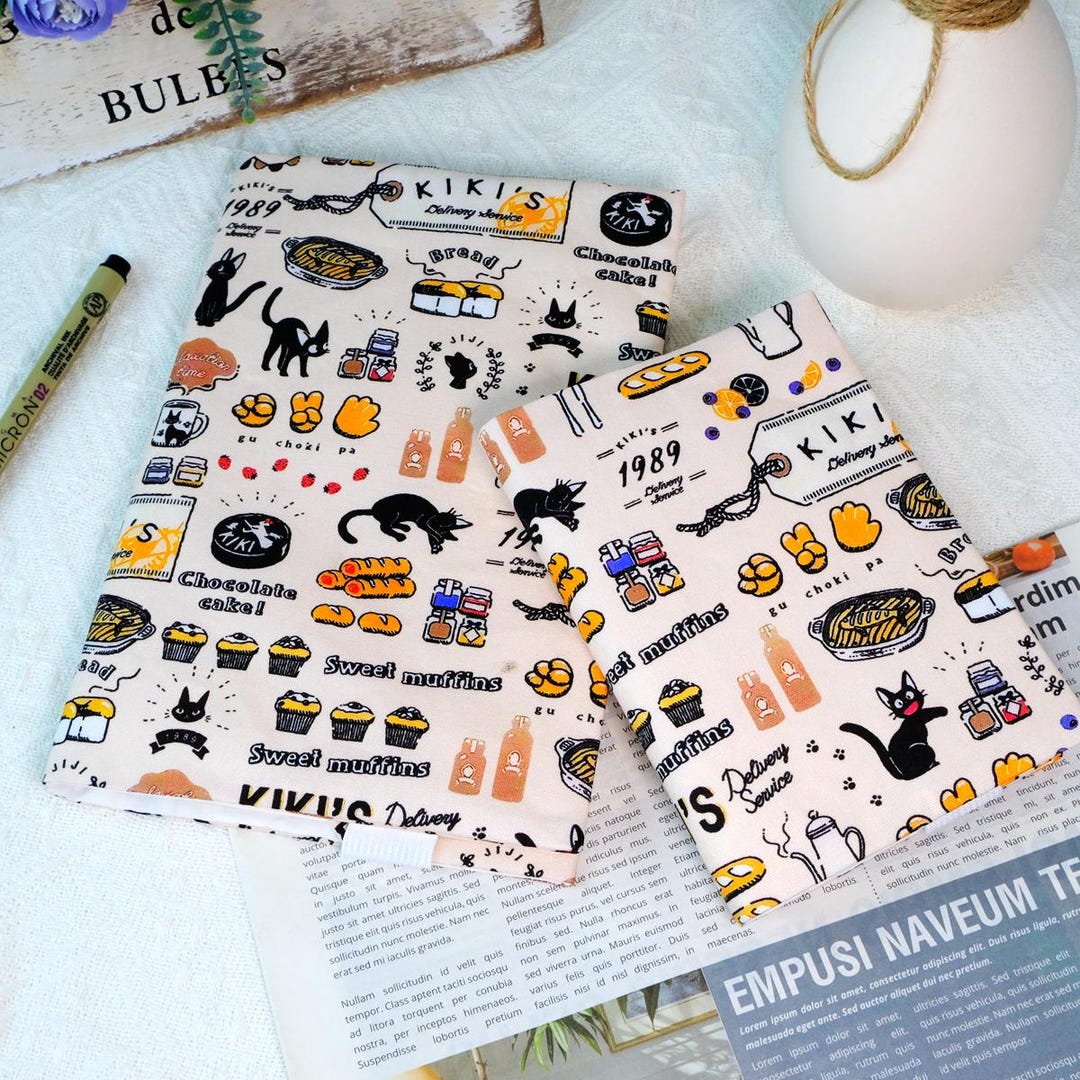 Kiki Ghibli Anime Notebook | Handmade A5 A6 Embroidered Refillable ...
