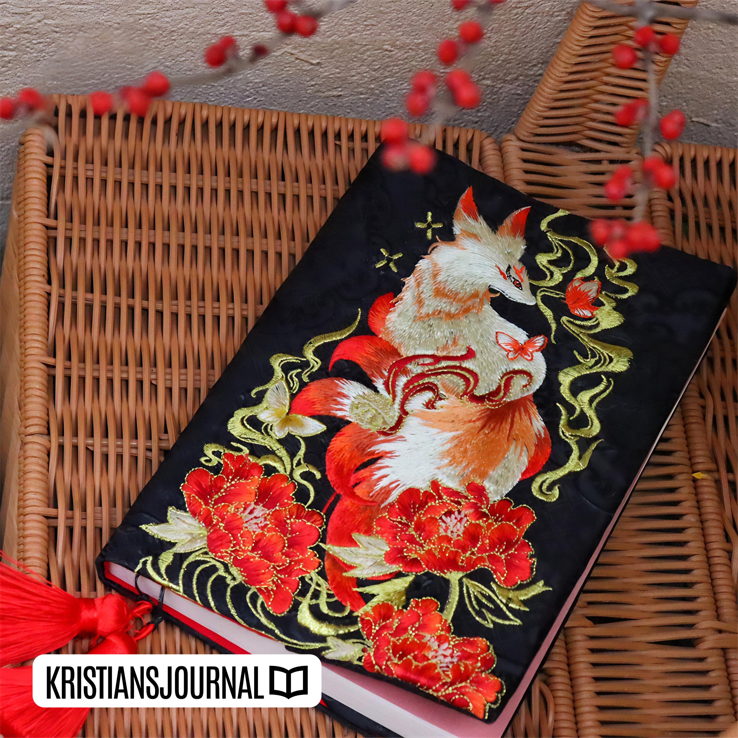 Red Fox Notebook | Handmade A5 Embroidered Journal Cute Japanese Travel ...