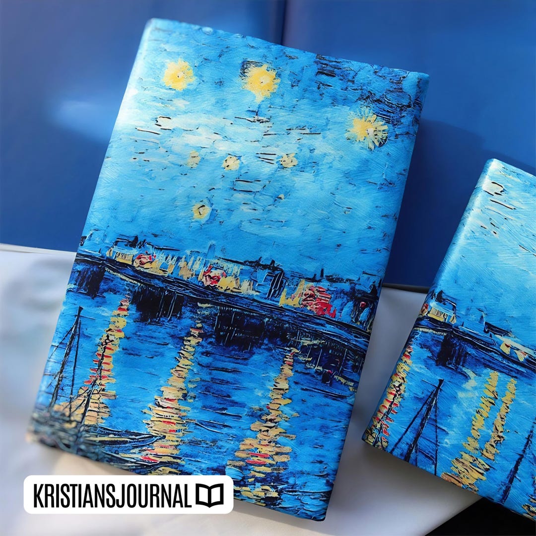 Starry Night Inspired by Vincent Van Gogh Notebook | Handmade A5 & A6 ...