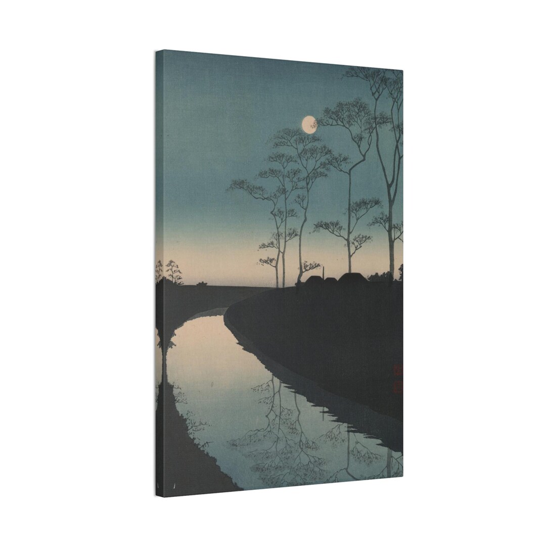 A Country Scene (with Moon) by Shoda Koho, Canvas Print, Japanese ...