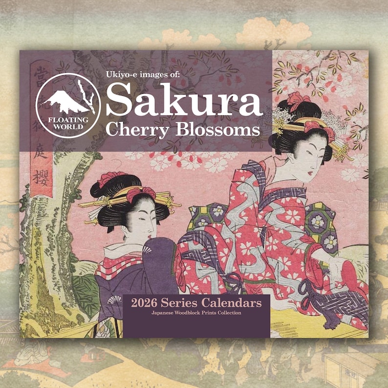 Sakura Cherry Blossoms 2026 Wall Calendar, Japanese Ukiyo-e Woodblock ...