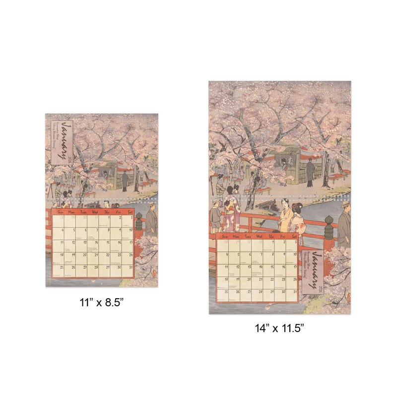 Sakura Cherry Blossoms 2026 Wall Calendar, Japanese Ukiyo-e Woodblock ...