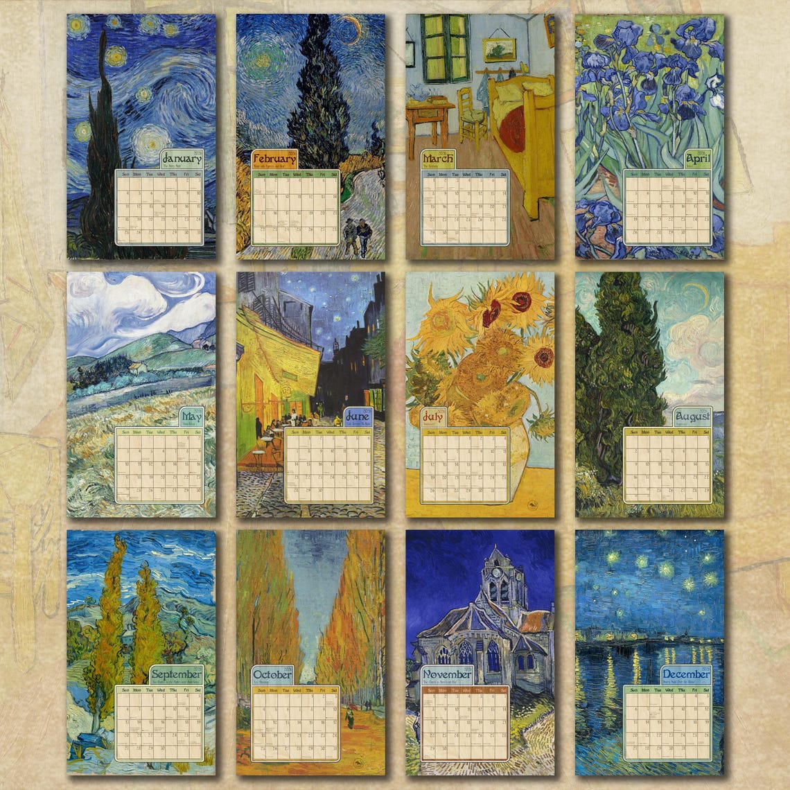 Vincent Van Gogh 2026 Wall Calendar, Impressionist Paintings, Vintage ...
