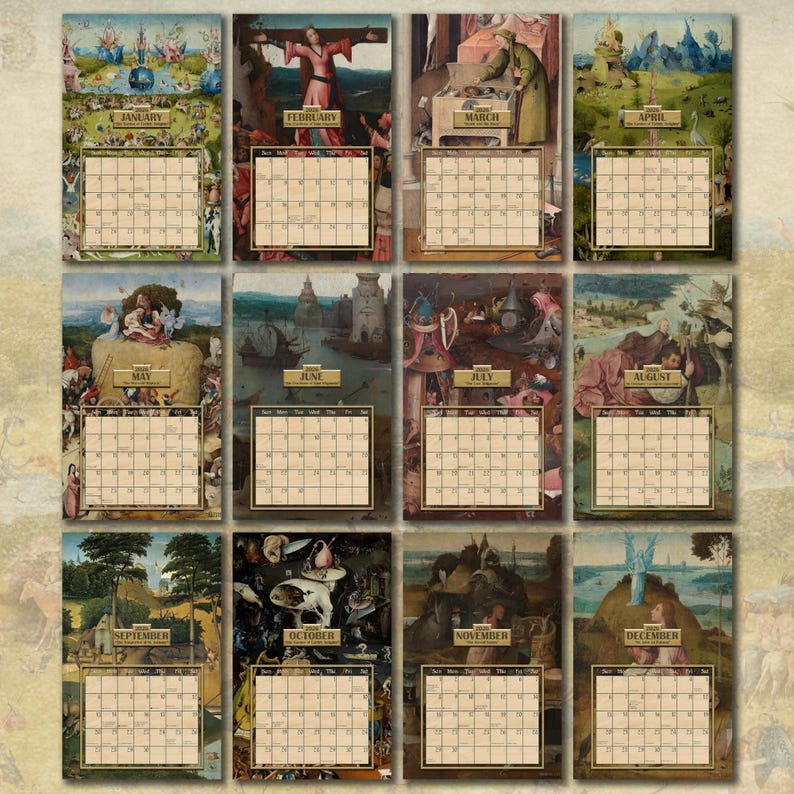 Hieronymus Bosch 2026 Wall Calendar, Classical Paintings, Vintage ...