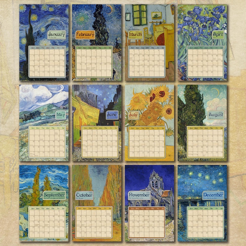 Vincent Van Gogh 2026 Wall Calendar, Impressionist Paintings, Vintage ...