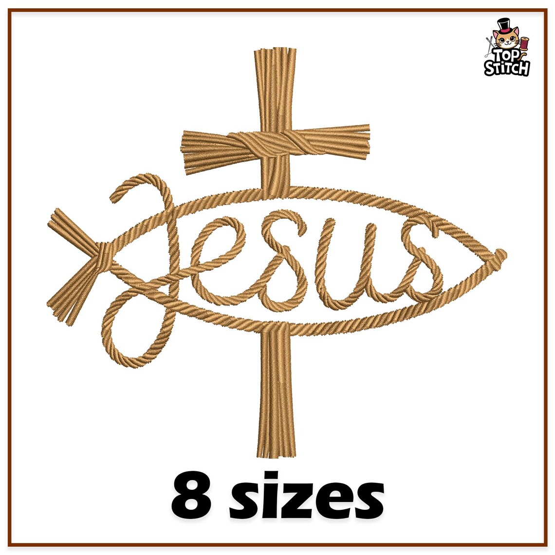 Jesus Ichthus Machine Embroidery Design, Fish Symbol Christian Cross ...