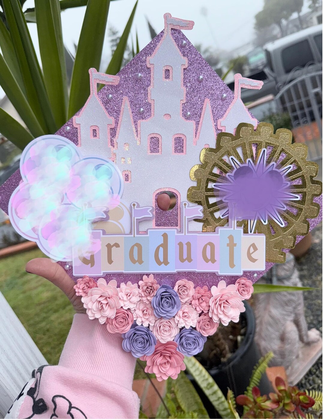Custom Floral Graduation Cap Topper: Girly Castle Design - Etsy