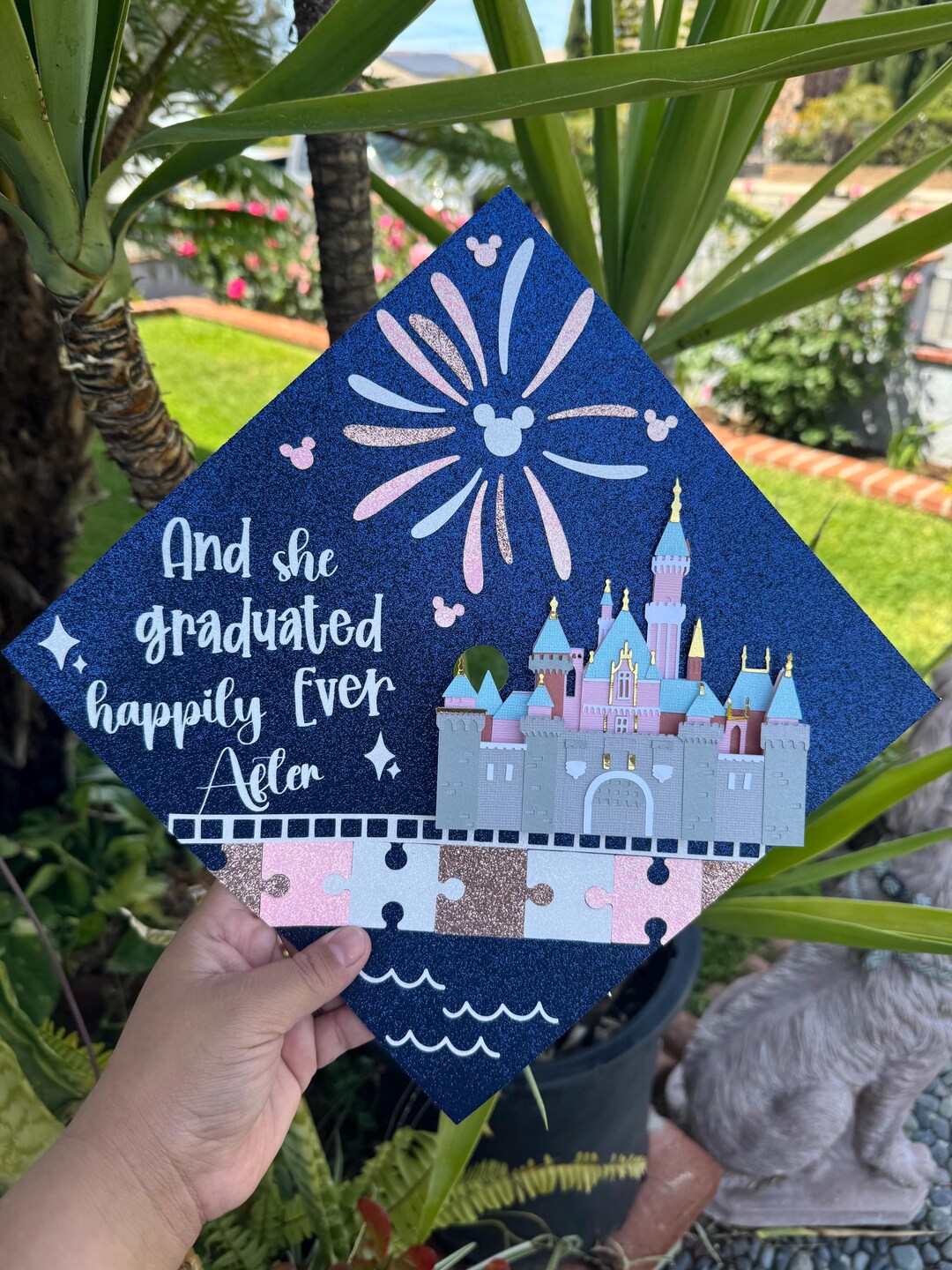 Custom Grad Cap Topper Girly Grad Toppe Floral Graduation Handmade Grad ...