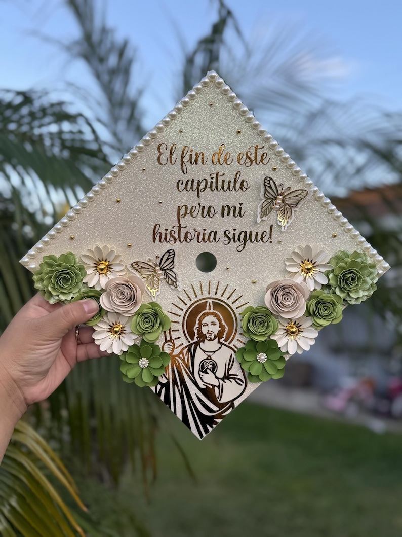 Graduation Cap Topper With Spanish Quote San Judas Tadeo Handmade ...
