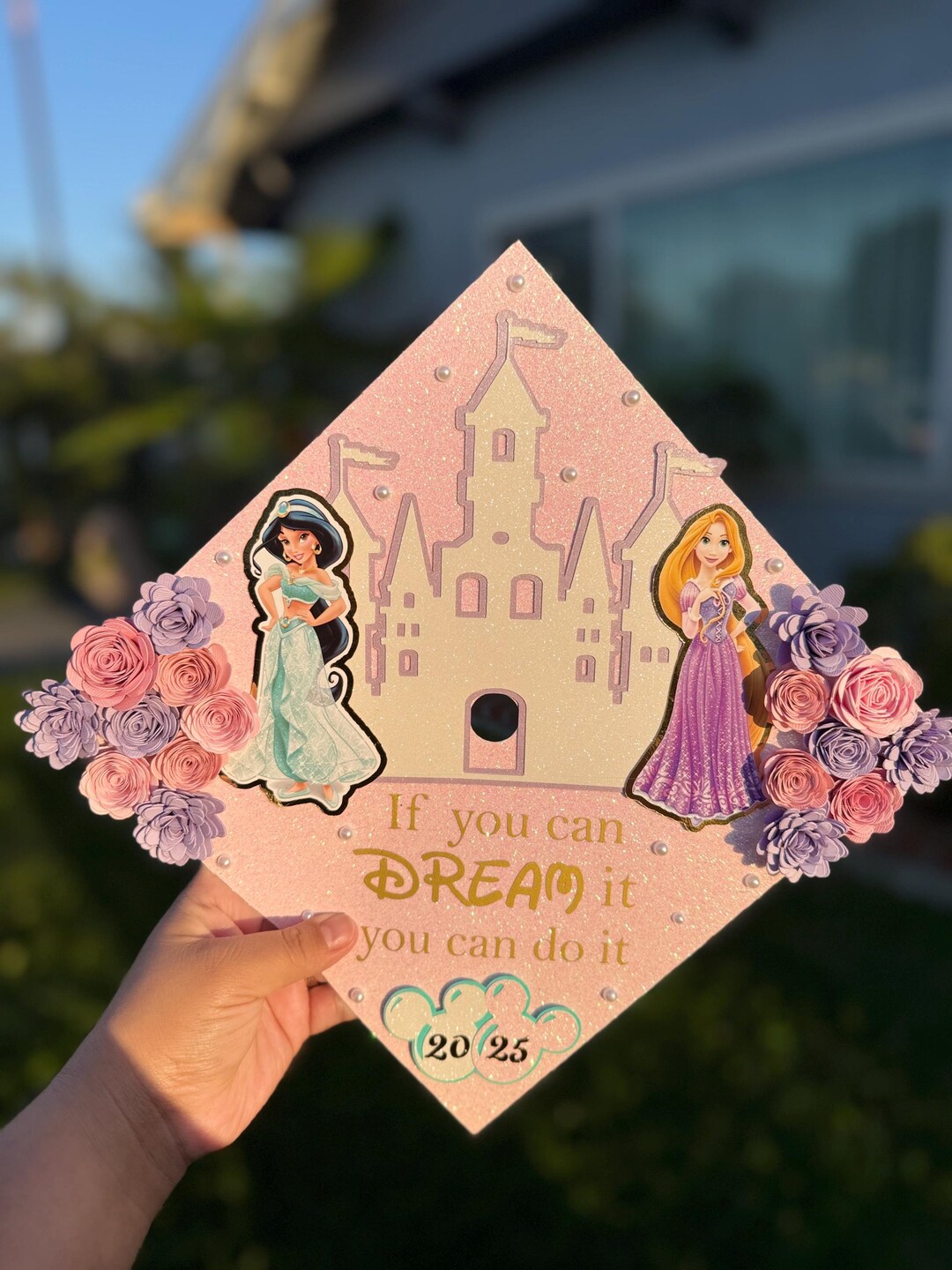 Custom Grad Cap Topper Girly Grad Topper Floral Graduation Handmade ...