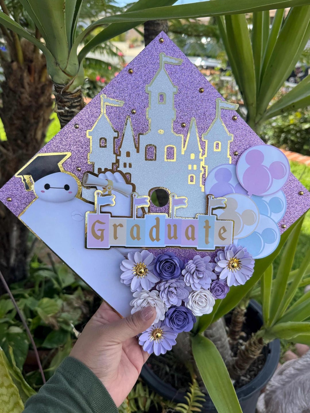 Custom Grad Cap Topper Girly Grad Topper Floral Graduation Handmade ...