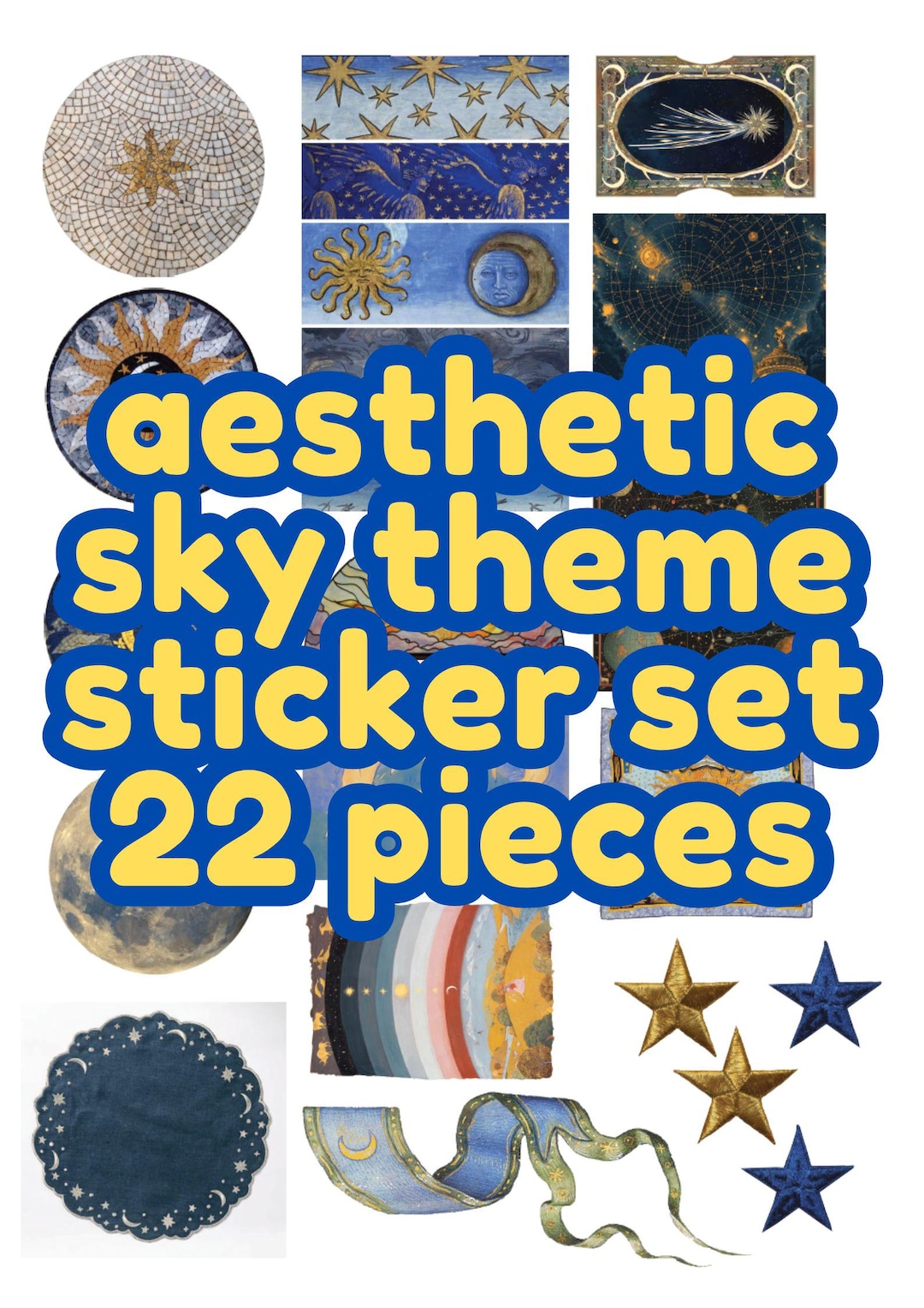Sky Theme Printable Cute Digital Sticker Set for Your Notebooks and ...