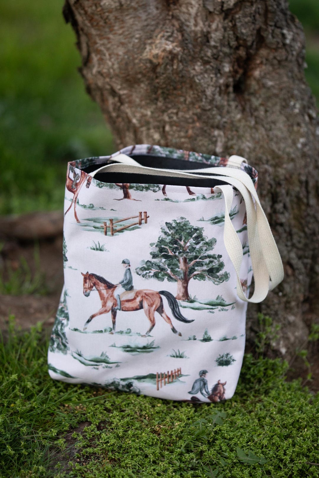 Equestrian Tote Bag, Horse Riding Lover Gift, Equine Theme Shopping Bag ...
