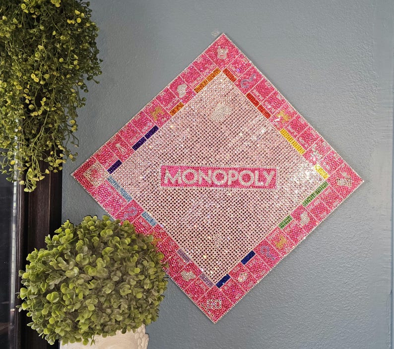 Pink Bling Monopoly Board | Bedazzled | Rhinestones | Custom | Decor ...