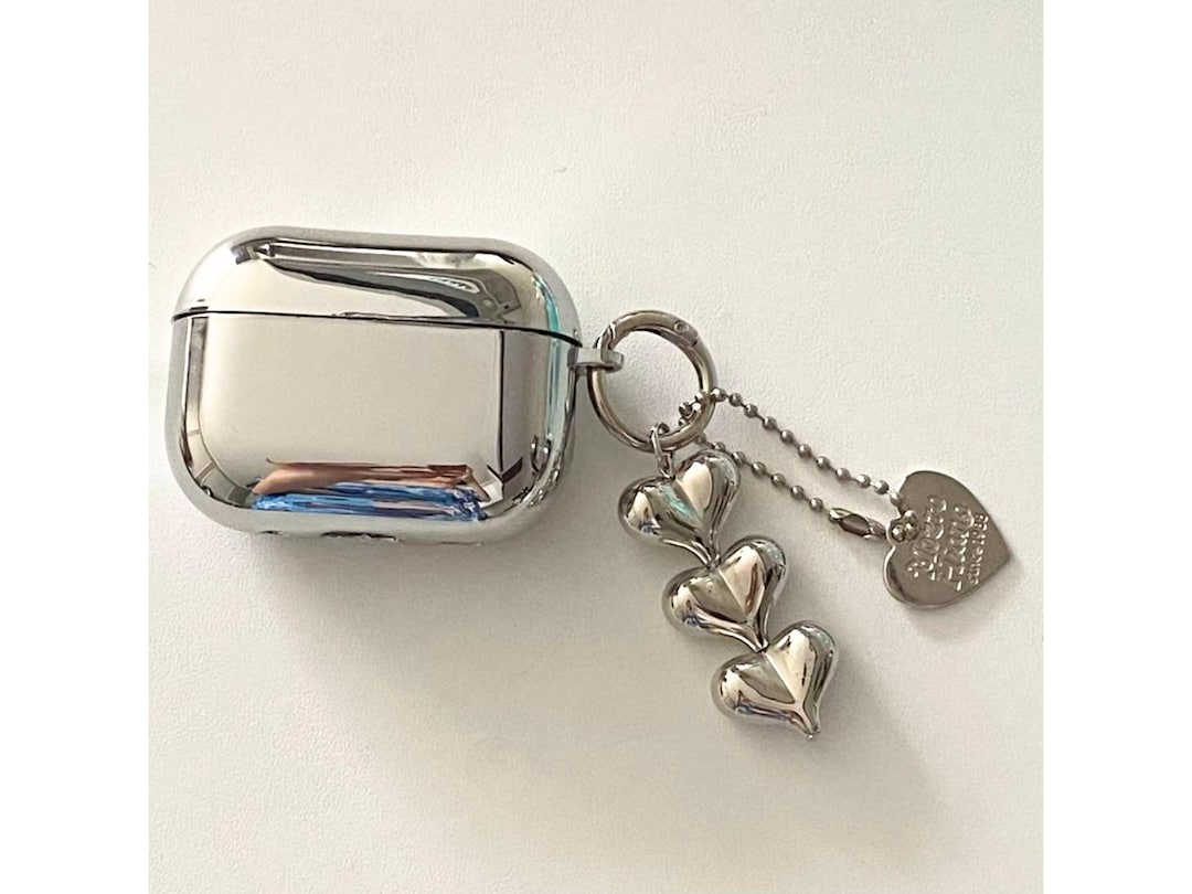 Silver AirPod Case, Heart Earphone Case, Cute Protective Case for ...