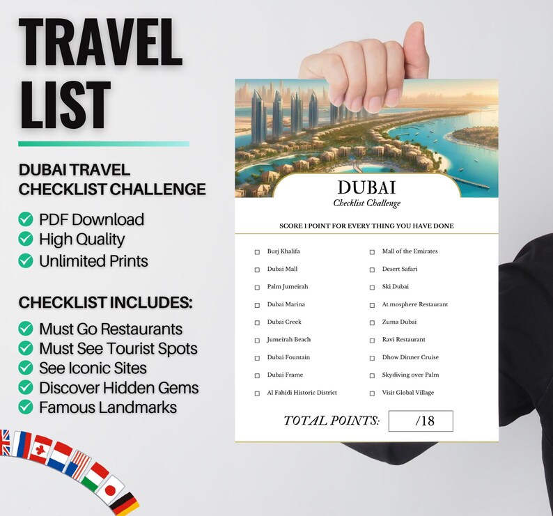 Dubai Trip Travel Guide | Dubai Printable Checklist | Dream Experiences ...