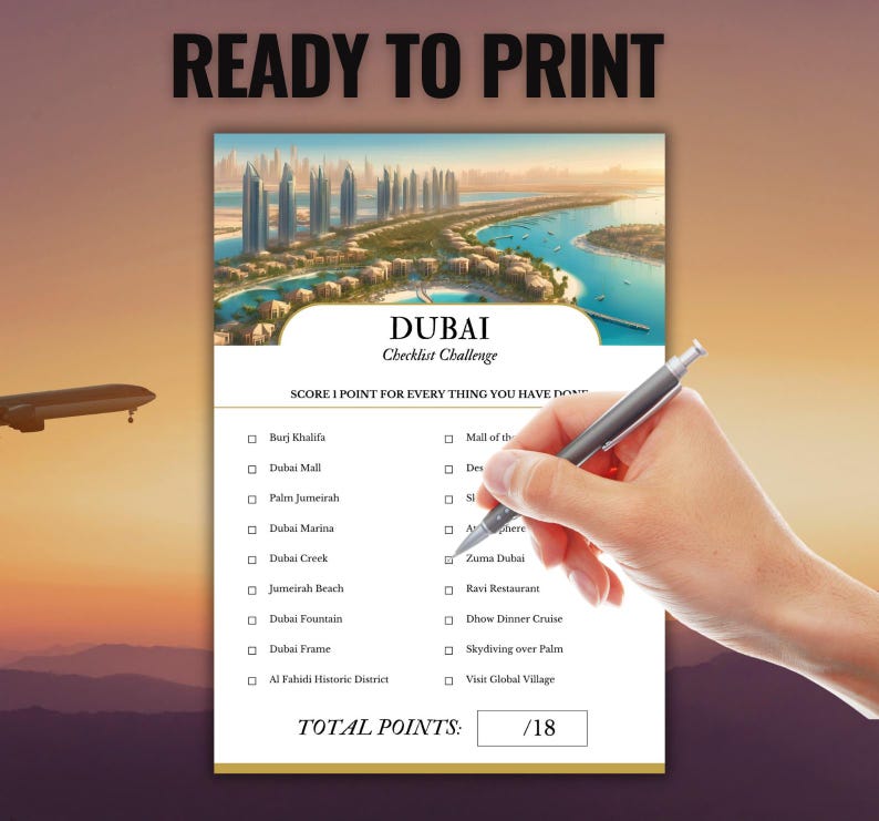 Dubai Trip Travel Guide | Dubai Printable Checklist | Dream Experiences ...