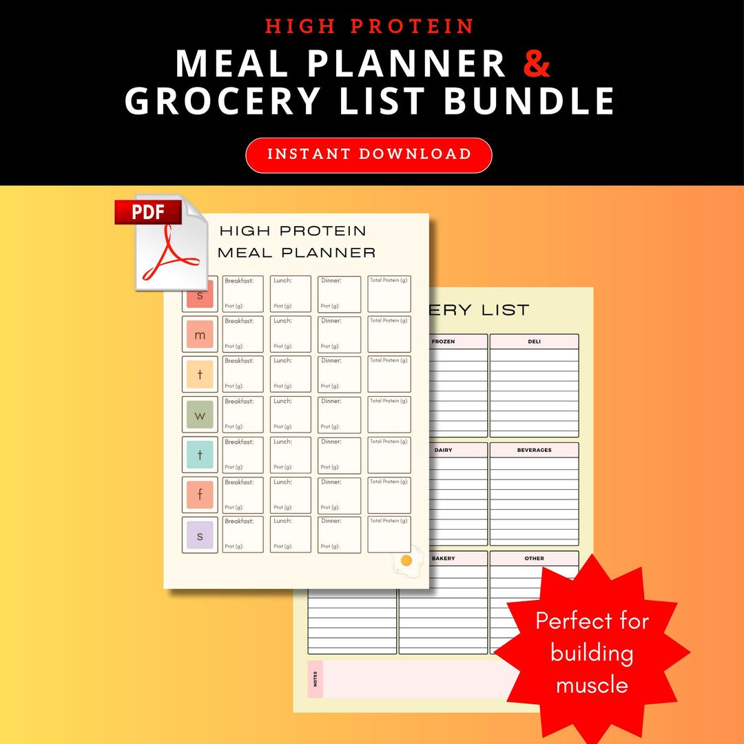 High Protein Meal Planner Printable PDF – Track Protein & Get in Shape ...