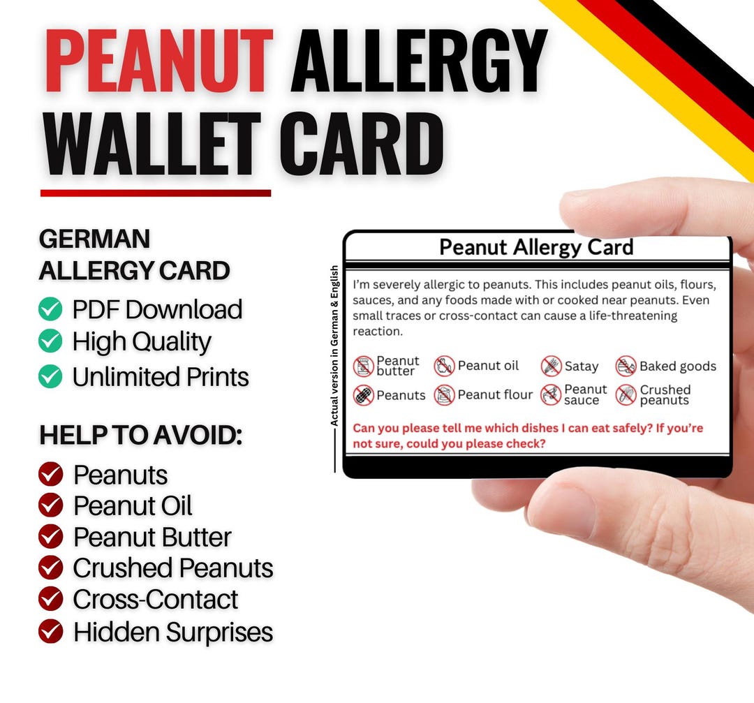 Peanut Allergy Card in German | Germany Travel Food Allergy Card ...