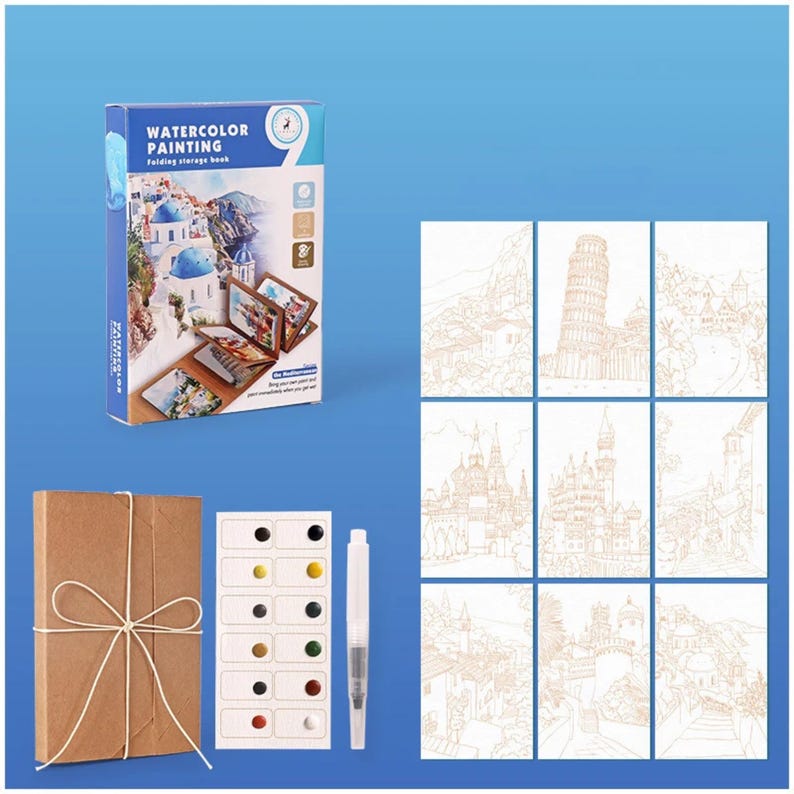 Watercolor Painting Kit: Travel Art Set With Brush & Paints - Etsy