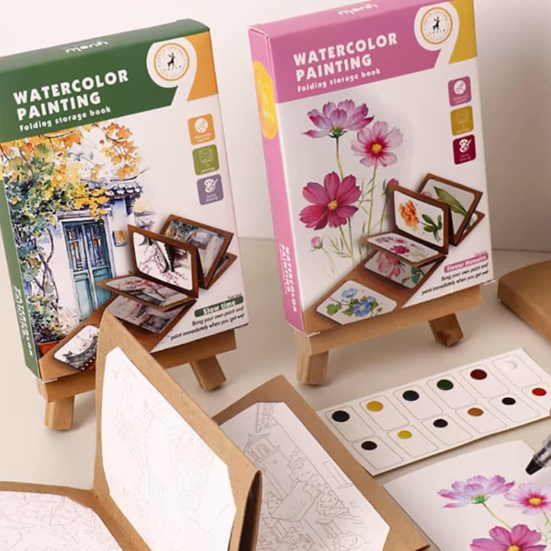 Watercolor Painting Kit: Travel Art Set With Brush & Paints - Etsy