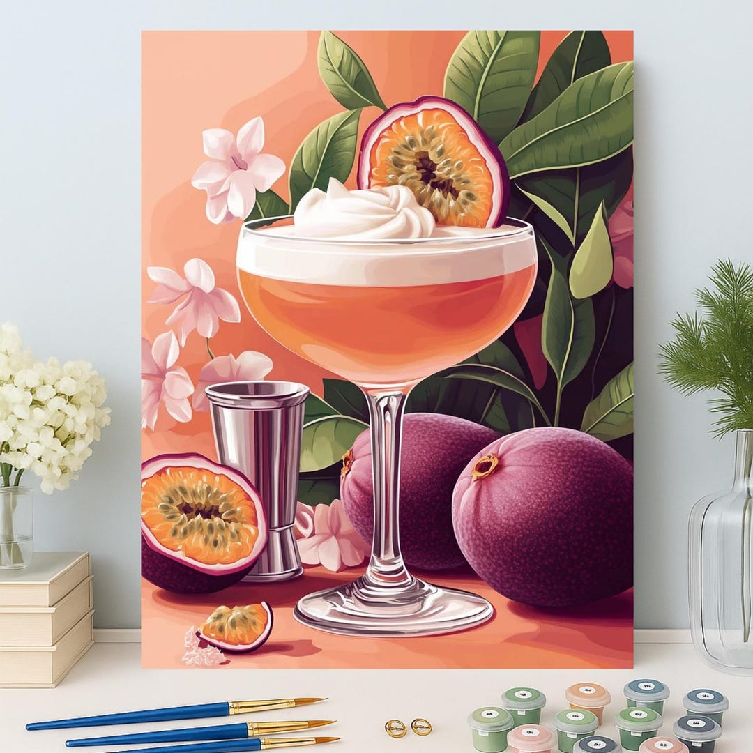 Cocktail Paint by Numbers: DIY Passionfruit Art Gift, Home Decor - Etsy