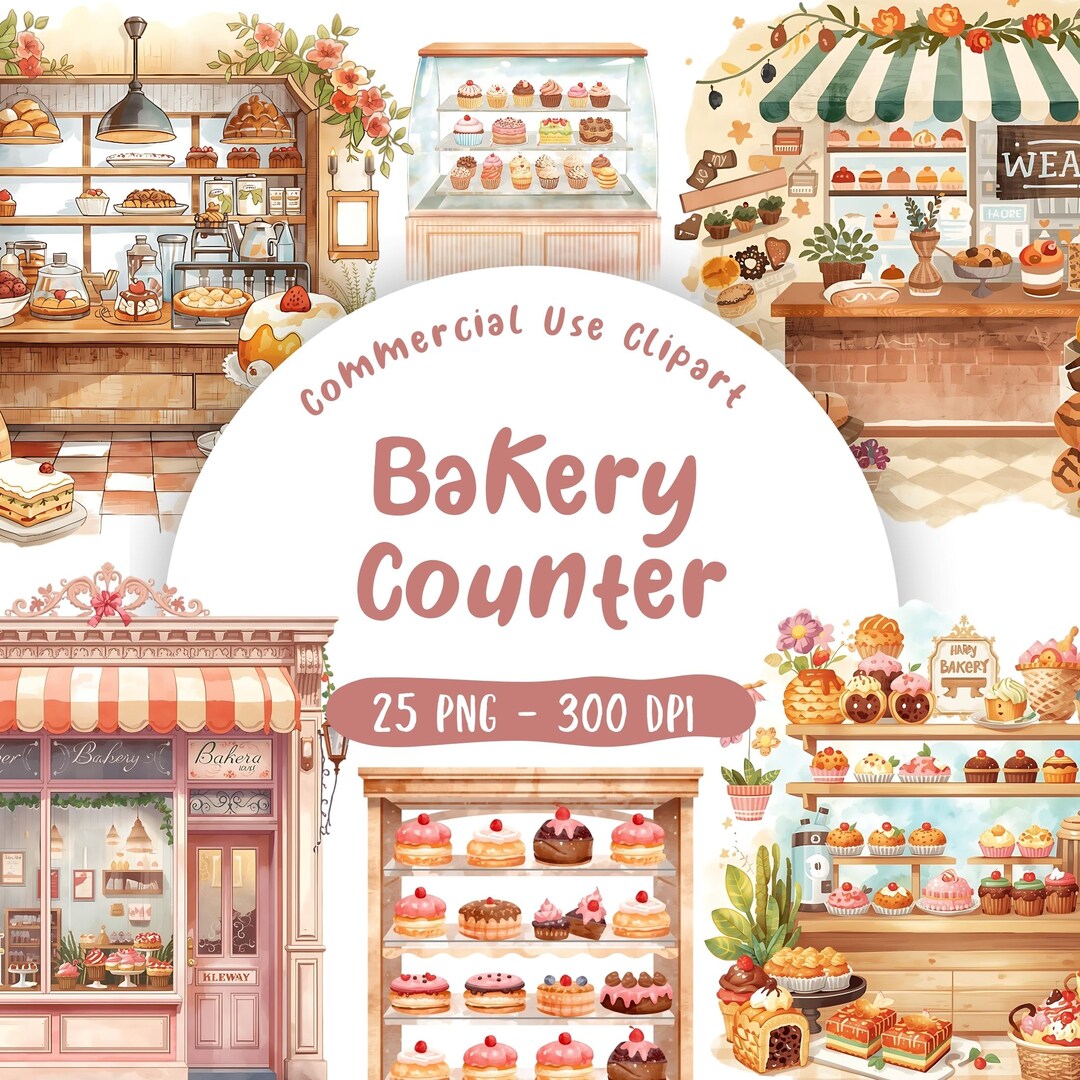 Bakery Shop Clipart for Café Owners & Small Business Branding ...