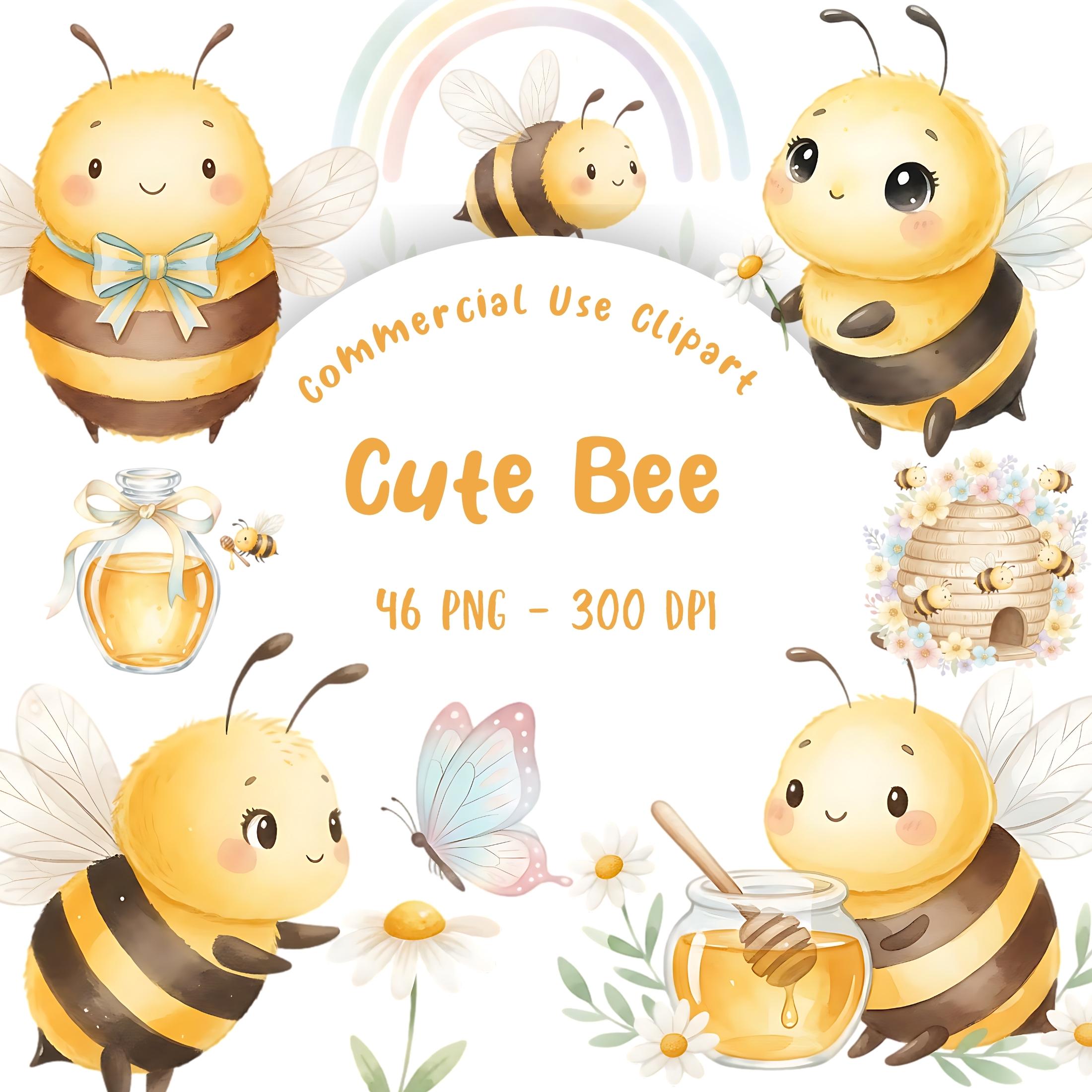 Watercolor Bee Clipart Bumblebee, Honey Bee PNG for Kids, Classroom ...