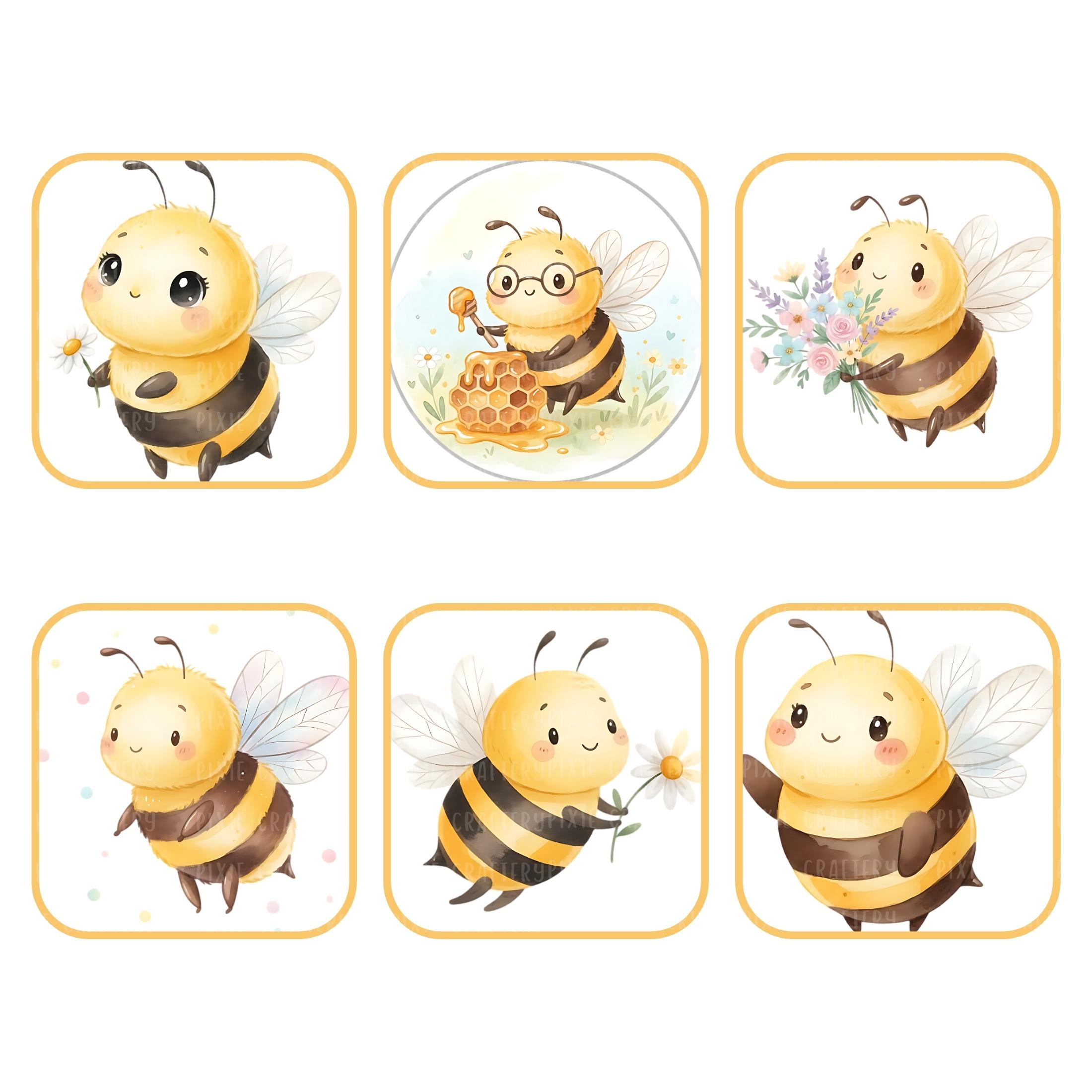 Watercolor Bee Clipart Bumblebee, Honey Bee PNG for Kids, Classroom ...