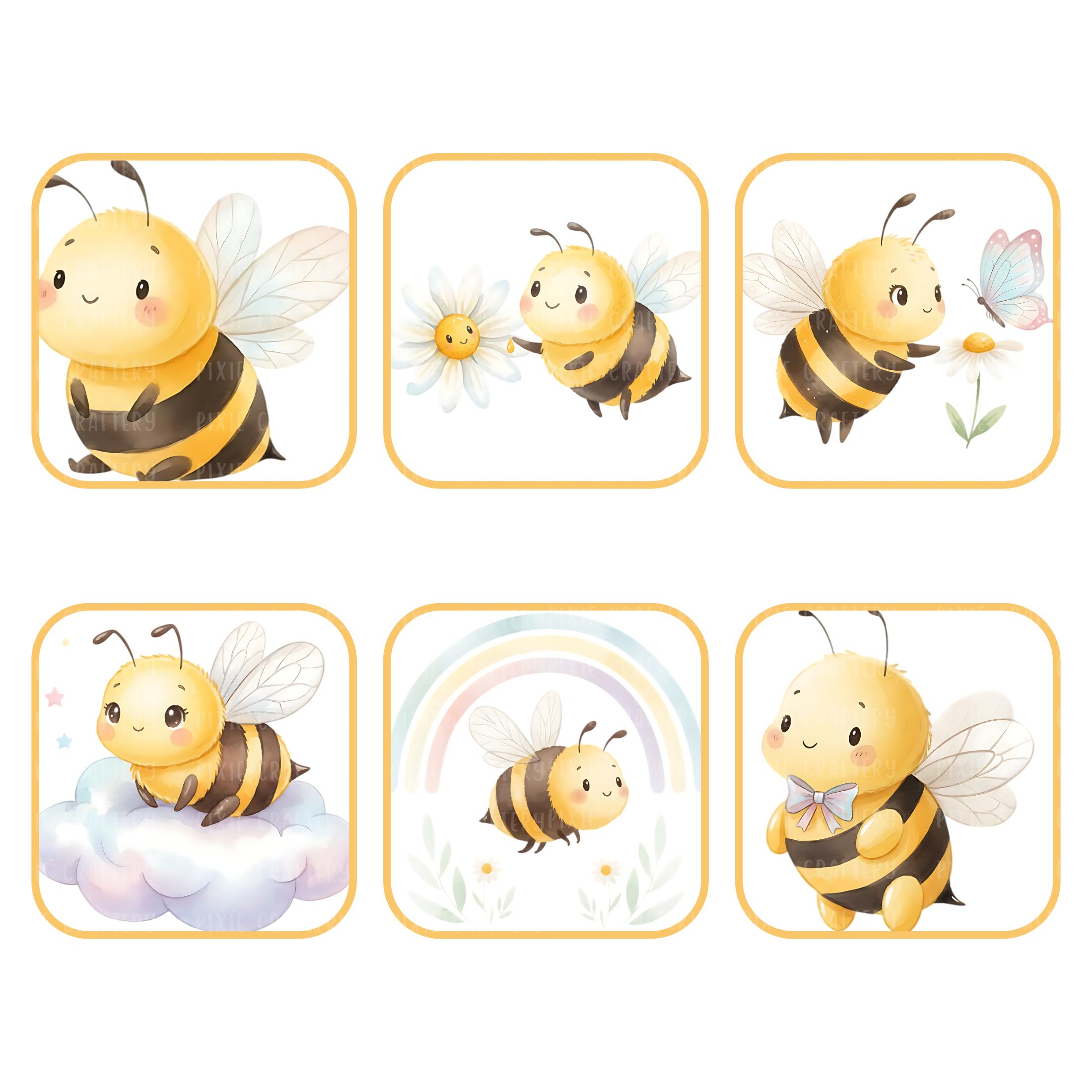 Watercolor Bee Clipart Bumblebee, Honey Bee PNG for Kids, Classroom ...