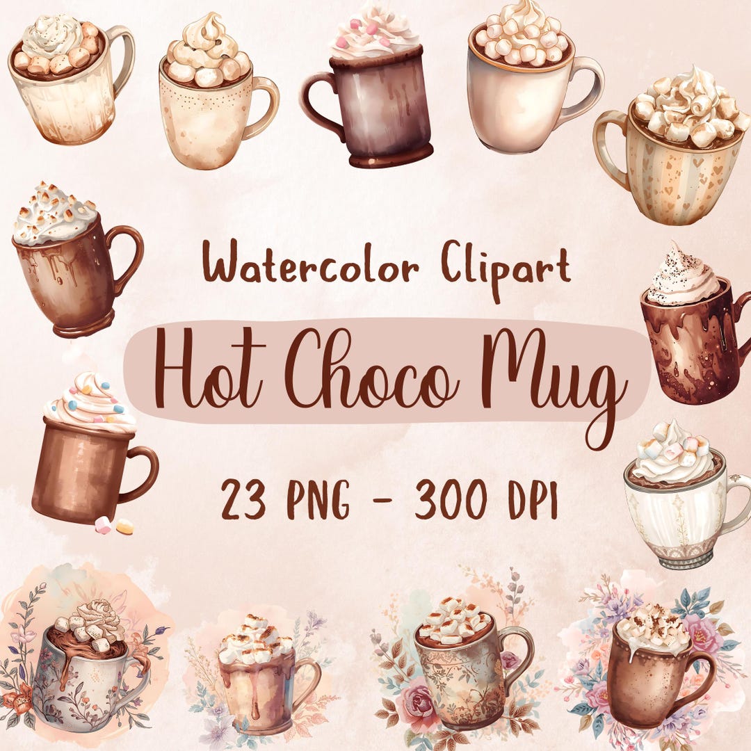 Cozy Hot Chocolate Mug Clipart | Watercolor Christmas Cocoa With ...
