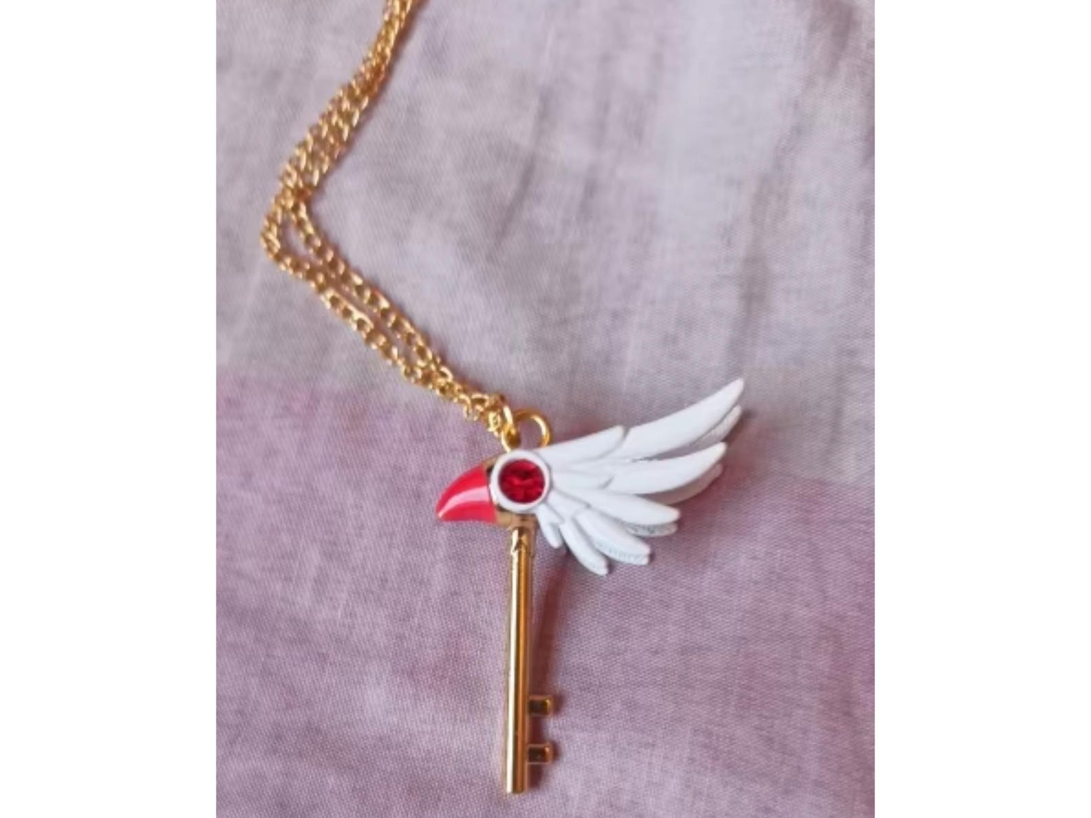 Japanese Anime Card Captor Sakura Necklace, Sakura Bird Key Choker ...