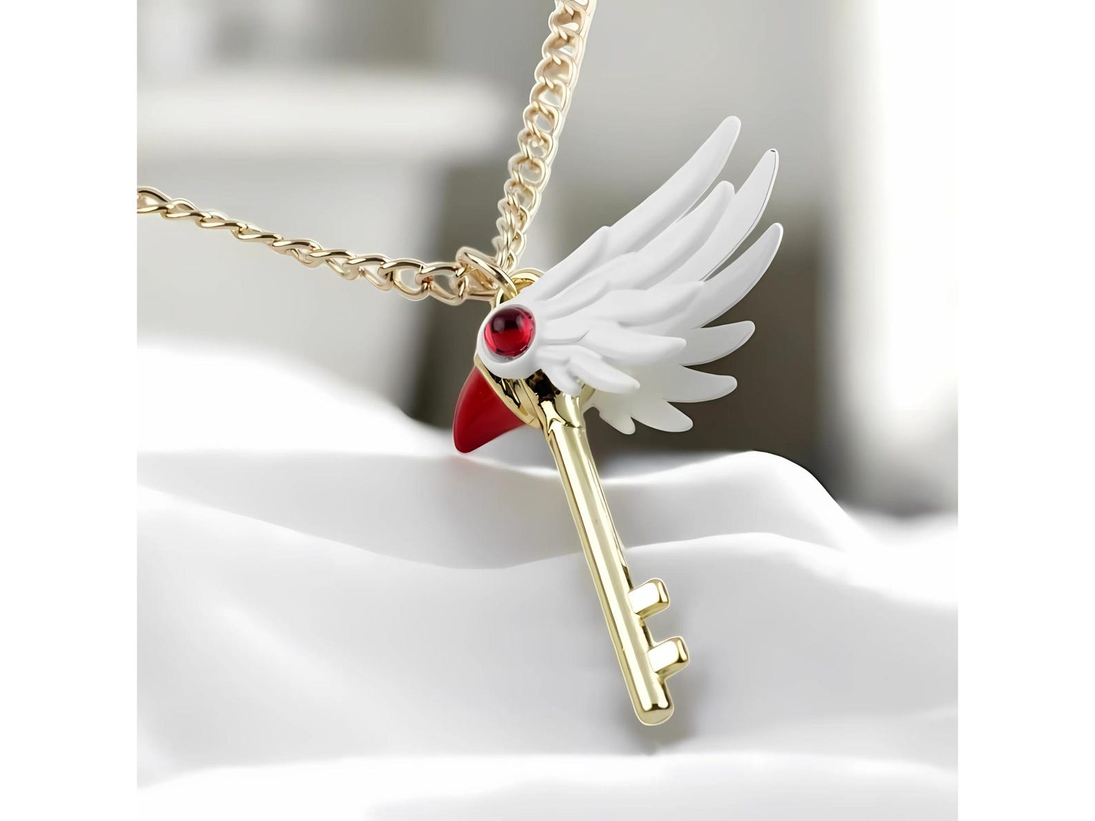 Japanese Anime Card Captor Sakura Necklace, Sakura Bird Key Choker ...