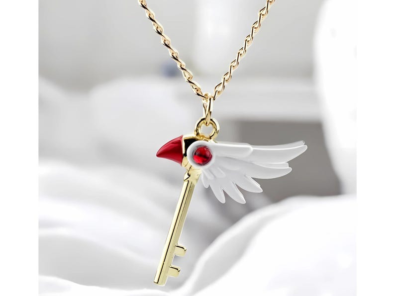 Japanese Anime Card Captor Sakura Necklace, Sakura Bird Key Choker ...
