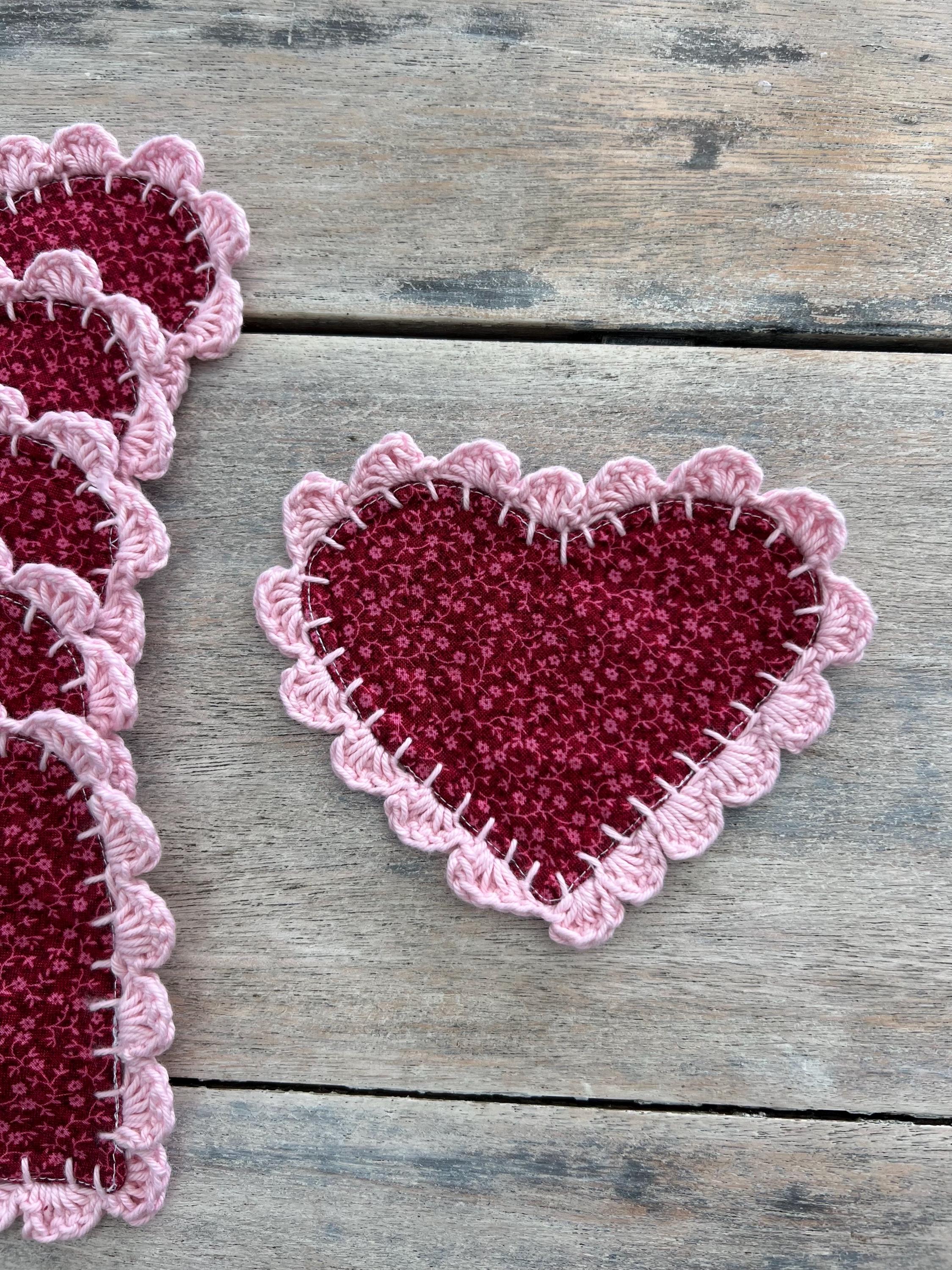 Adorable Cottagecore Handmade Heart Shaped Printed Crochet Edge ...