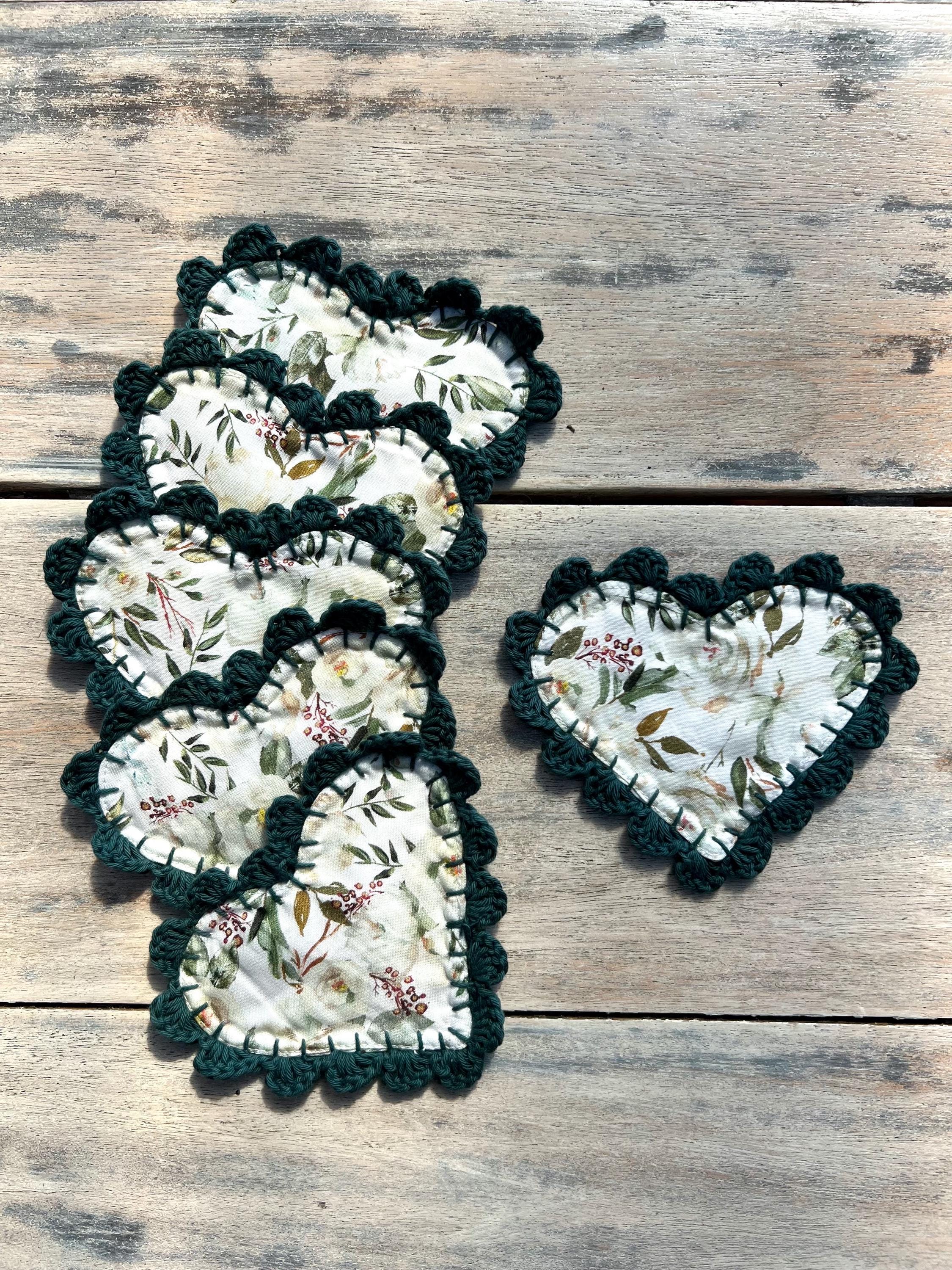 Adorable Cottagecore Handmade Heart Shaped Printed Crochet Edge ...