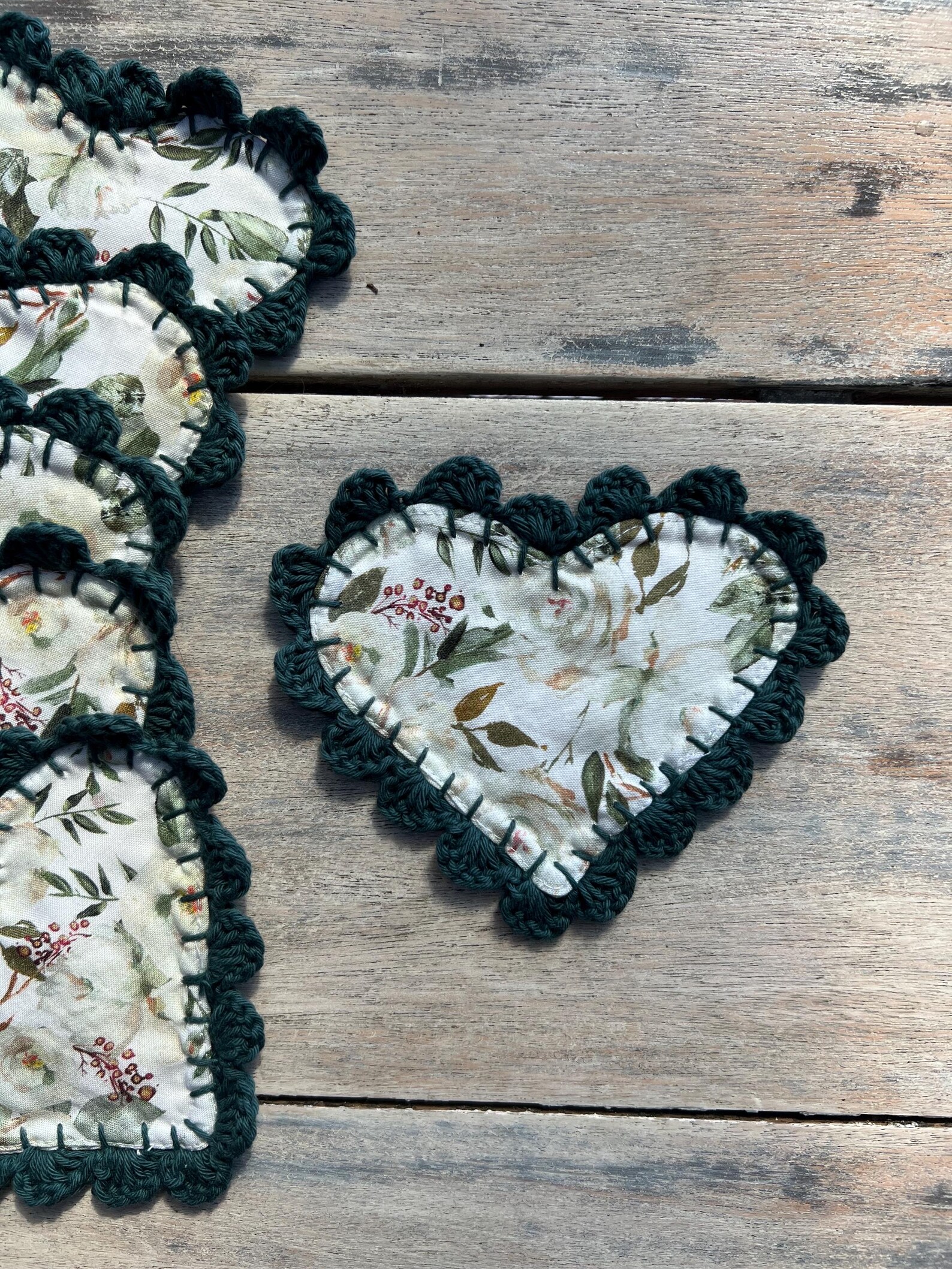 Adorable Cottagecore Handmade Heart Shaped Printed Crochet Edge ...