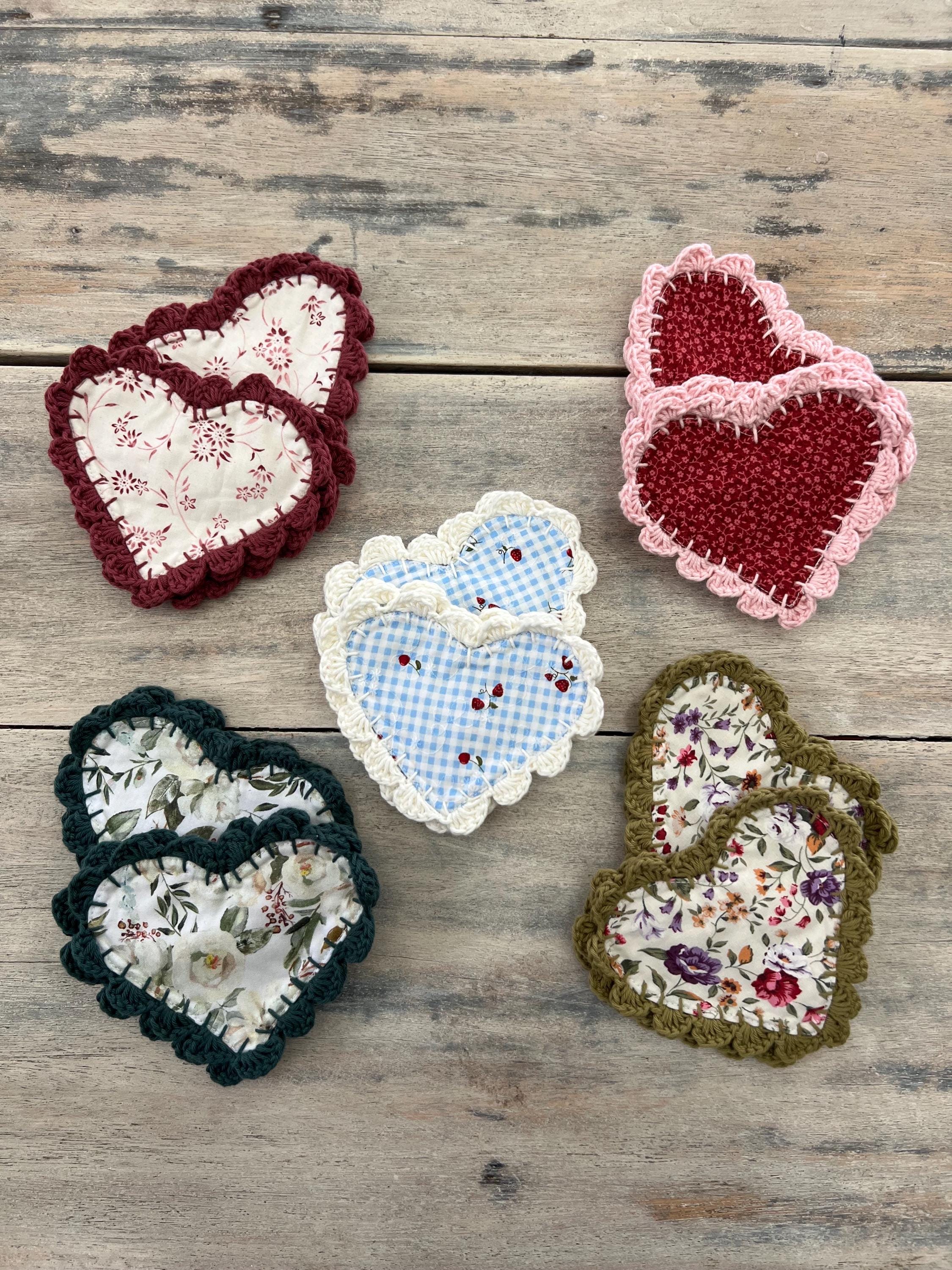 Adorable Cottagecore Handmade Heart Shaped Printed Crochet Edge ...