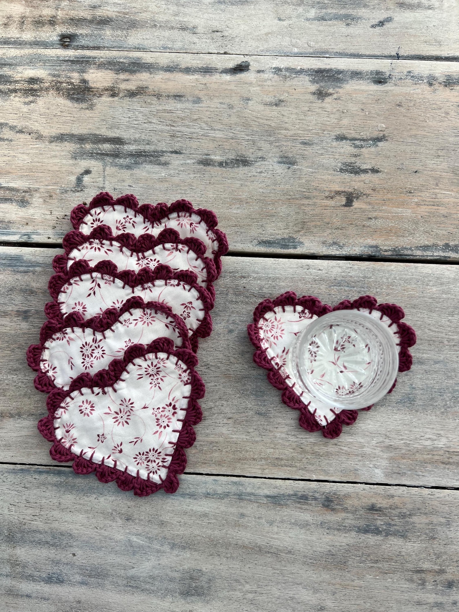 Adorable Cottagecore Handmade Heart Shaped Printed Crochet Edge ...