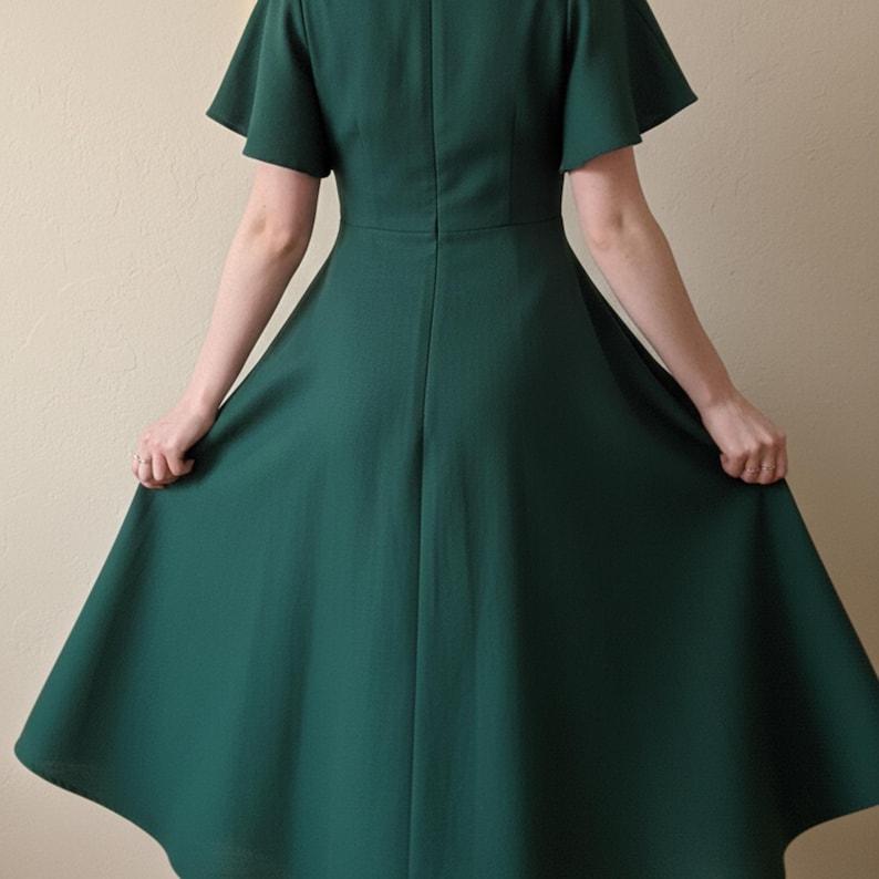 Flutter Sleeve Midi Dress Sewing Pattern: Women’s Boat Neck Fit & Flare ...