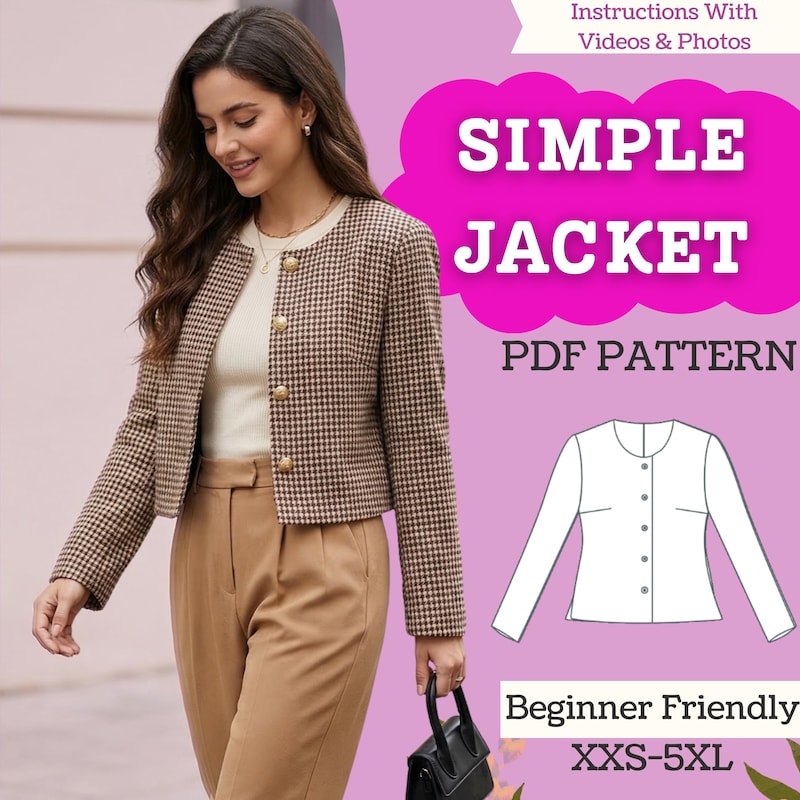 Ladies Collarless Jacket - Etsy UK