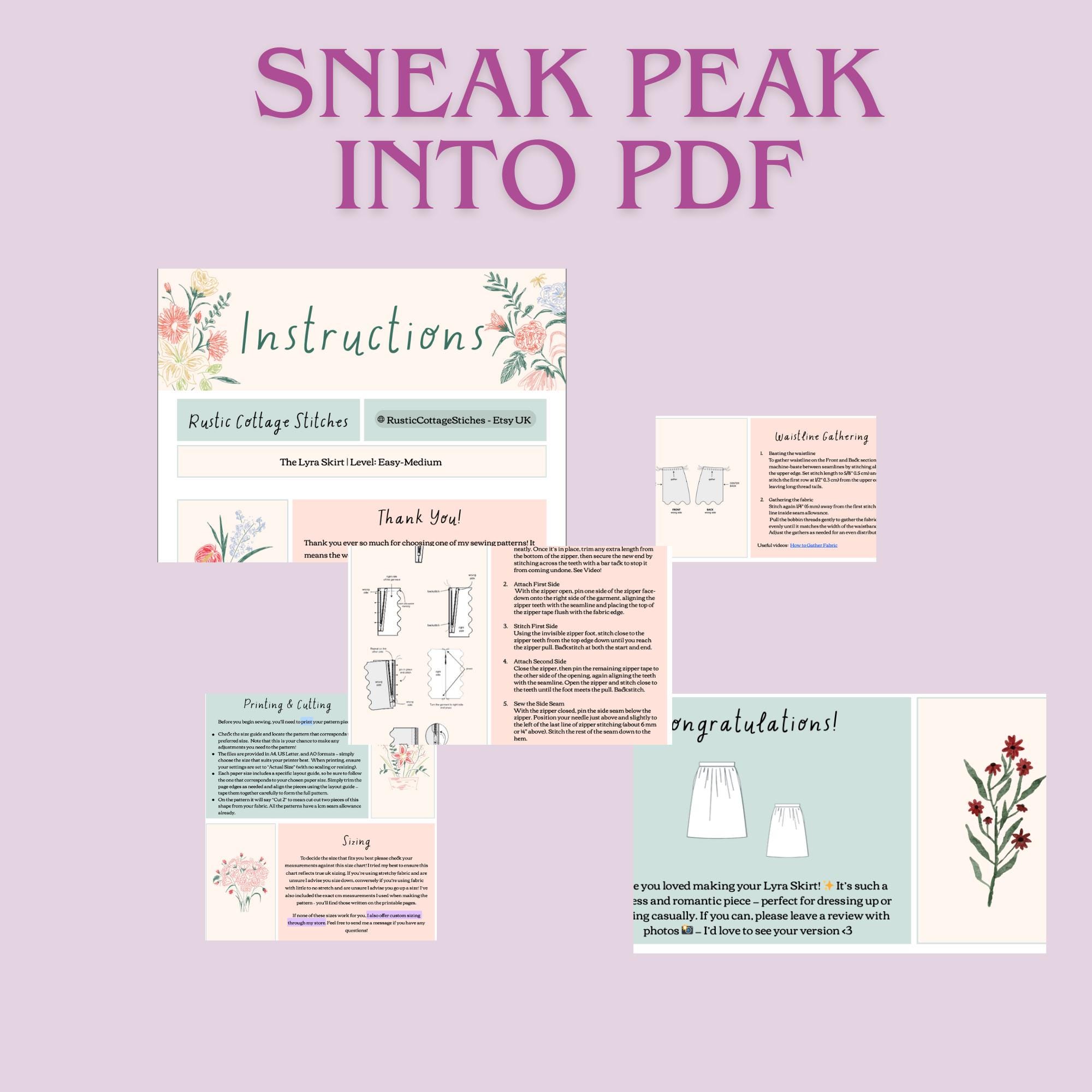 Medieval Gathered Skirt Sewing Pattern: High-waist Peasant Style (PDF ...